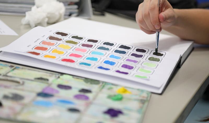 Visual Art Education Classroom Series. Blurred Students Drawing ...