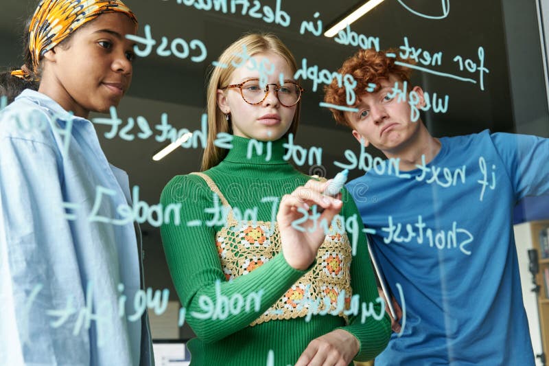 Students Writing Codes in Teamwork Stock Photo - Image of education ...