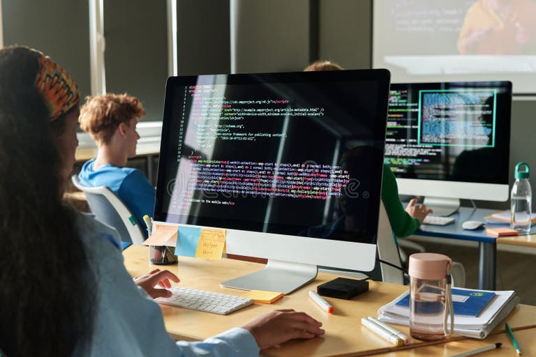 People Writing Computer Code Stock Photo - Image of computer, study ...