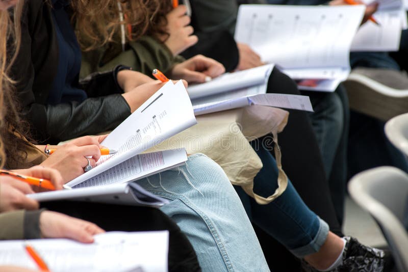 Students Writing a Test or Exam Stock Photo - Image of young ...