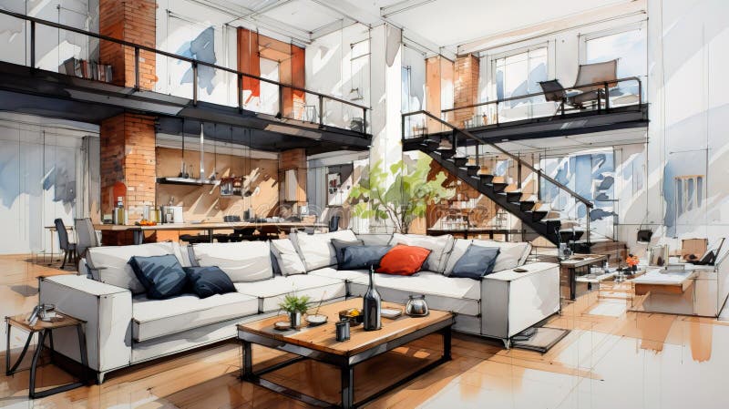 Studio Apartment with a Monochromatic Color Scheme, Highlighting the ...