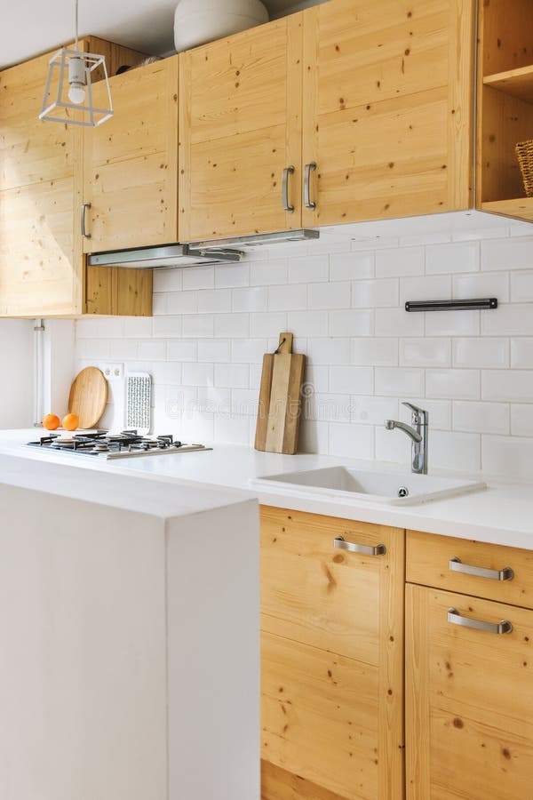 Spacious Attic Room with Sofa and Kitchen Stock Image - Image of style ...