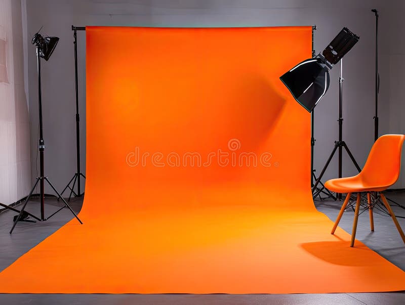 Orange Photography Studio Setup Stock Illustration - Illustration of ...