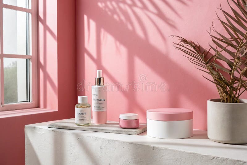 Studio Backdrop with Pink Background and Window Shadow Stock Photo ...