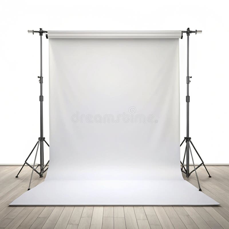 Studio Backdrop Setup with Adjustable Stand and White Background ...