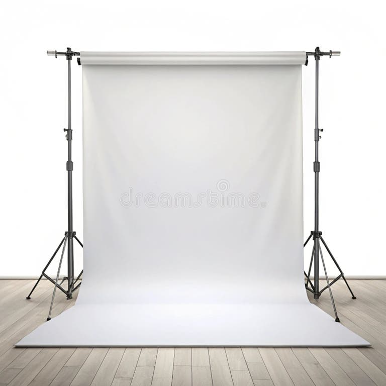 Studio Backdrop Setup with Adjustable Stand and White Background ...