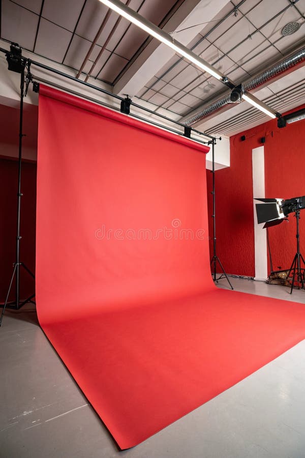 Studio Background with Red Backdrop for Product Display Stock ...