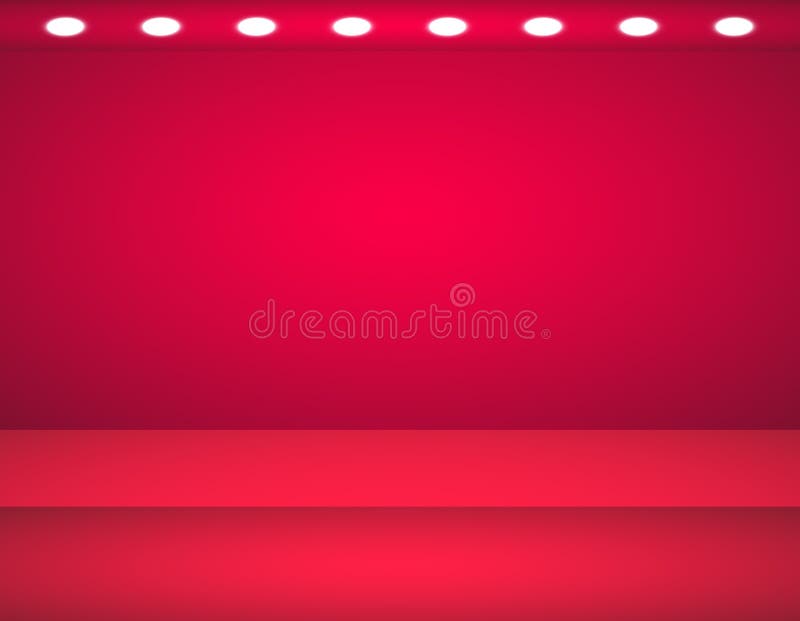 Studio Background. Vector Empty Red Studio for Your Design, Spotlight ...