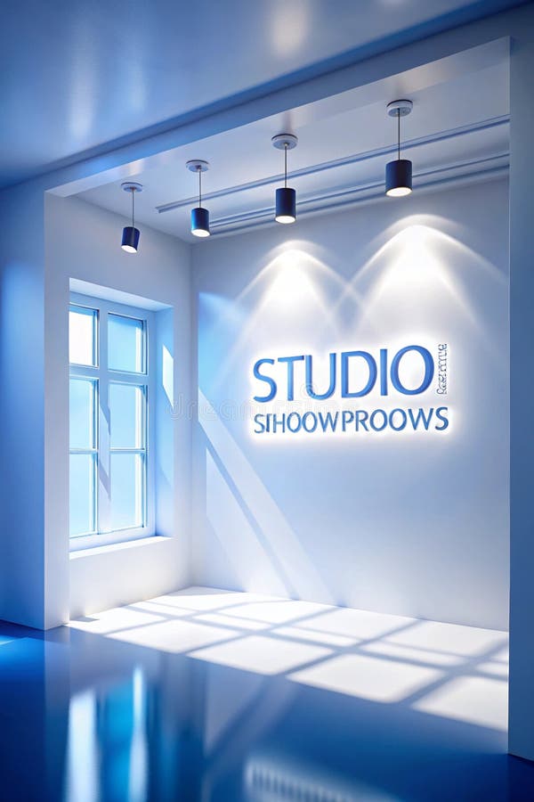 Studio Background with White and Blue Light Shadow for Product ...