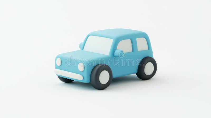 In a Studio, a Blue Toy Car is Captured on Camera with a Plain White ...