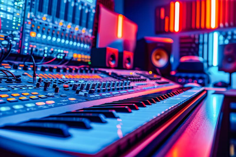 Studio Board with Many Knobs and Buttons is Sitting in Front of ...