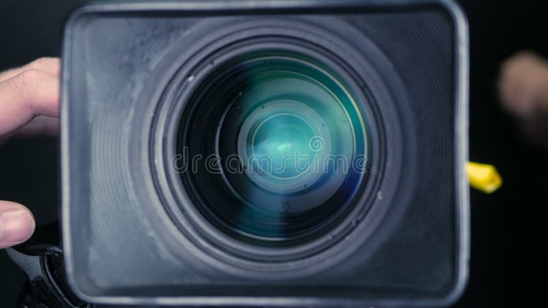 Studio Camera. Cameraman Changing Camera Settings Focal Length ...