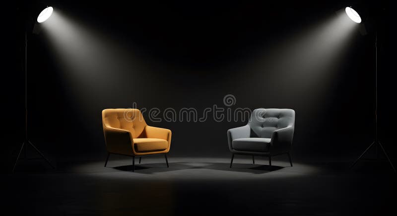 Studio Chairs Under Spotlight: a Dramatic Scene Stock Illustration ...