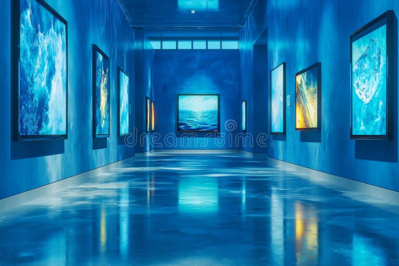 The Studio, Characterized by Its Dark Blue Color Scheme, Concrete ...