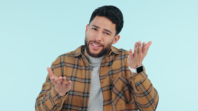 Studio, Choice or Face of Man Confused by Mockup Option or Doubt ...