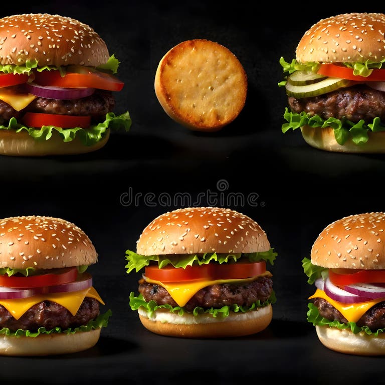A Studio Composition of Multiple Hamburger Variations with Separated ...