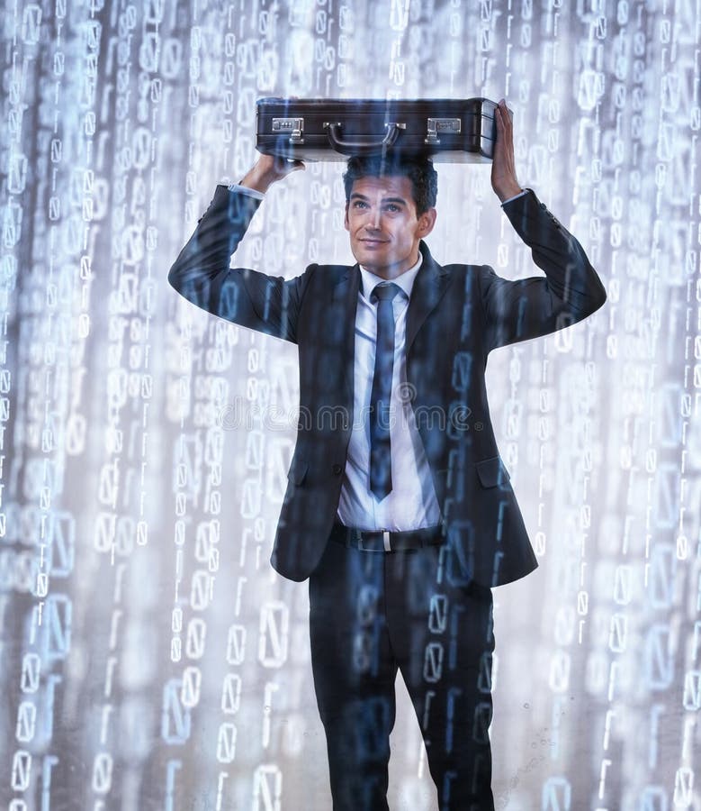 Binary Downpour. Studio Concept Shot of a Businessman Being Rained on ...