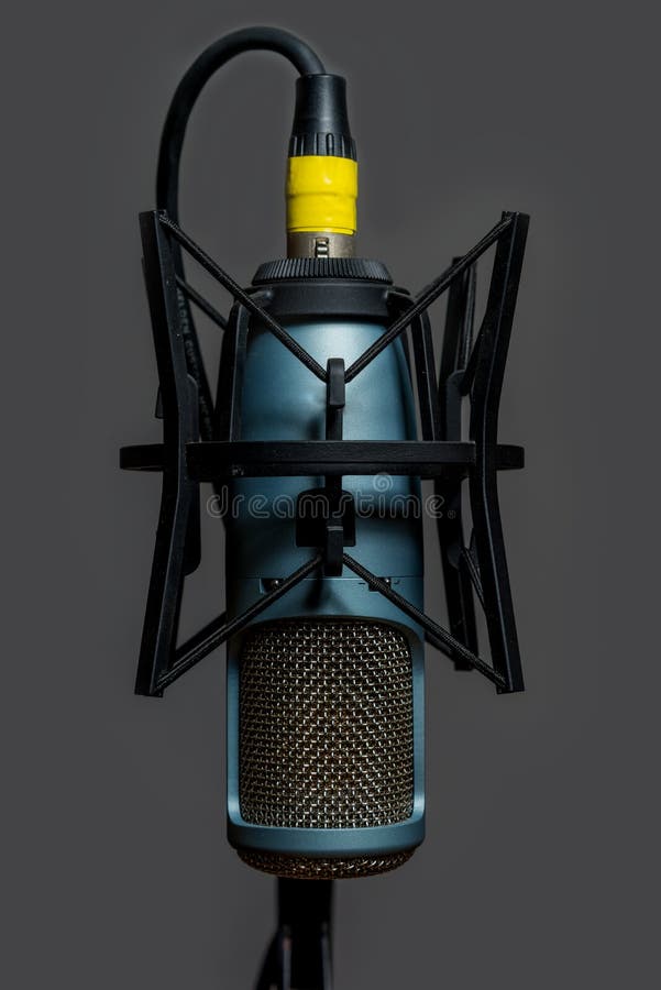 Studio Condenser Microphone Blue and Gold Stock Image - Image of power ...