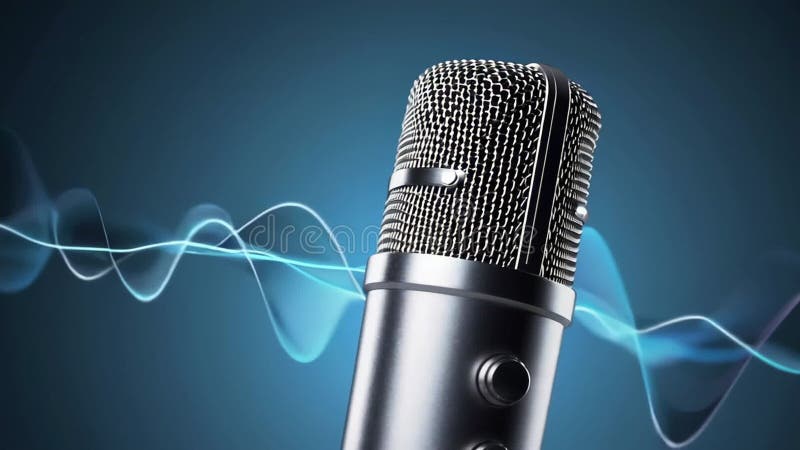 Professional Microphone Recording Audio Waves in Slow Motion Stock ...