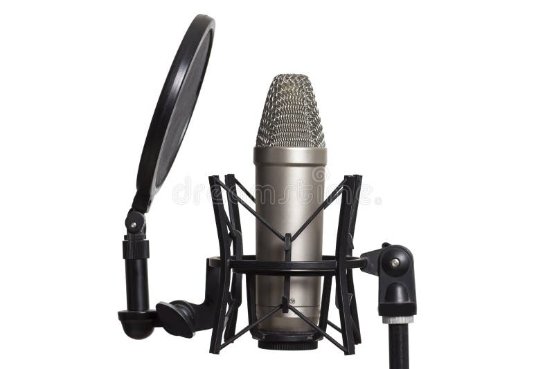 Studio Condenser Microphone with Spider Isolated on White Background ...