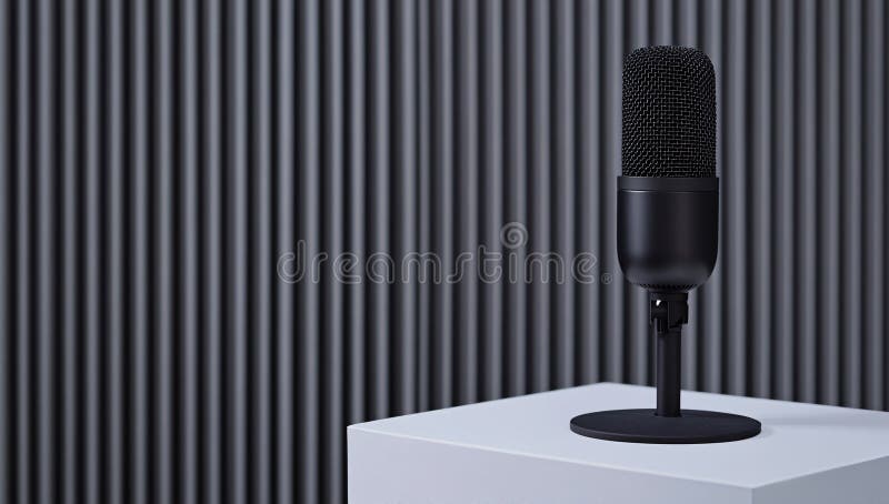Studio Condenser Microphone on White Cube High Quality Image Stock ...