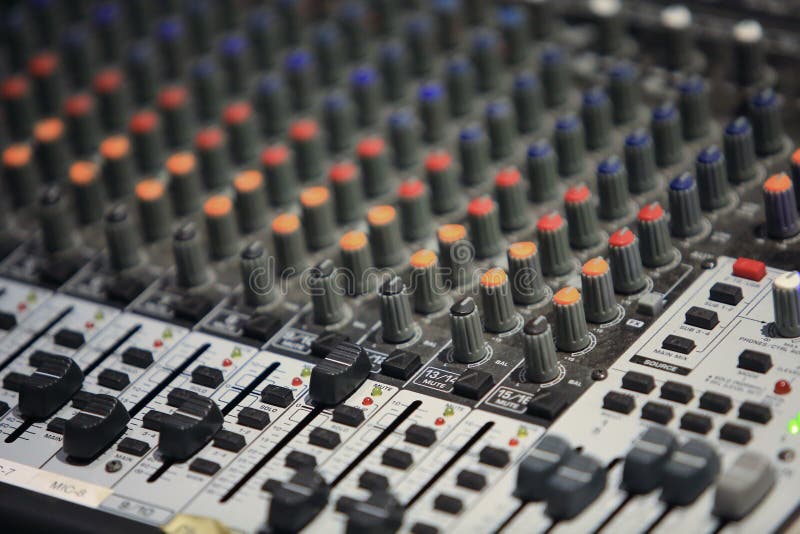 Studio Control Panel Close-up in the Control Room Stock Image - Image ...