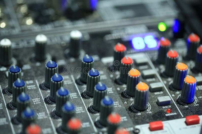 Studio Control Panel Close-up in the Control Room Stock Photo - Image ...