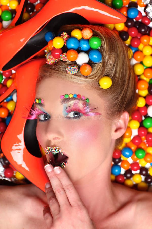 Studio Creative Candy Themed Shoot Stock Photo - Image of lady, sweets ...