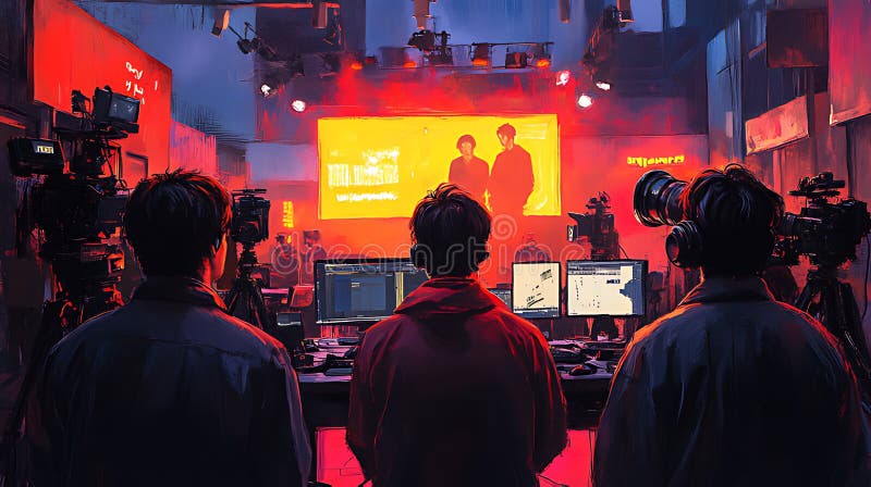 Studio Crew Films Concert Broadcast, Live Event Stock Illustration ...