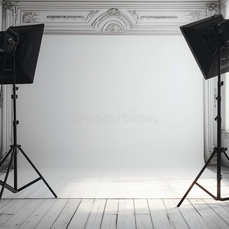 Studio Elegance Empty Photo Studio with White Cyclorama Backdrop Stock ...