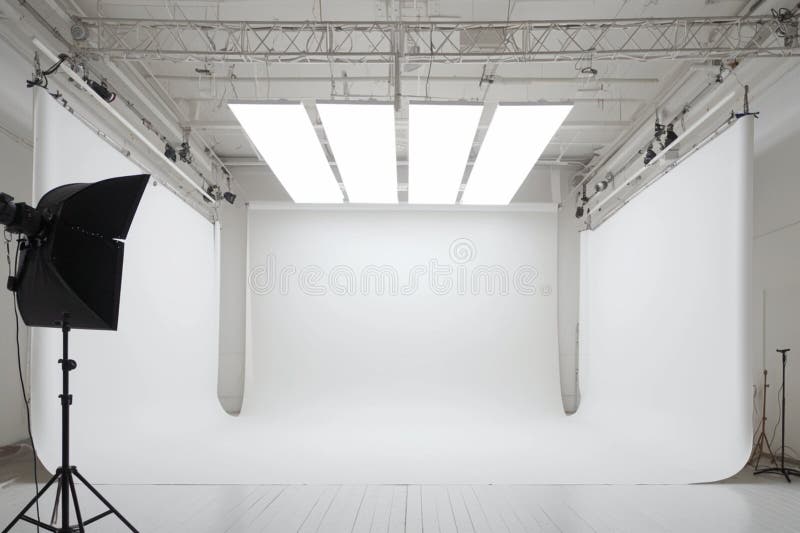 Studio Elegance Empty Photo Studio with White Cyclorama Backdrop Stock ...
