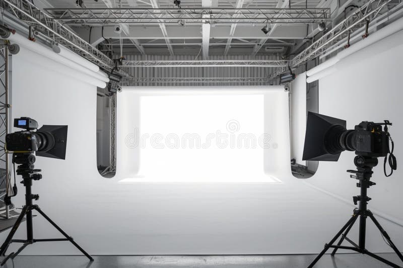 Studio Elegance Empty Photo Studio with White Cyclorama Backdrop Stock ...