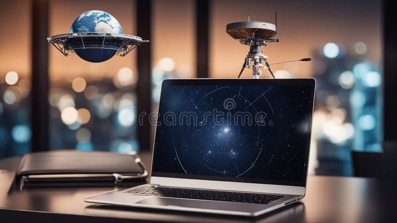 Studio Equipment Via Satellite Communication. the Image Shows a Laptop ...