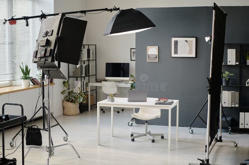 Studio Equipped for Video Production Stock Image - Image of computer ...