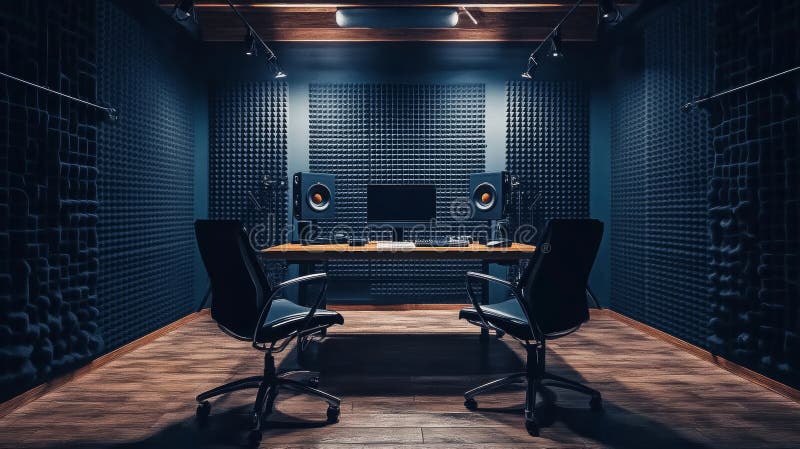 The Studio Features Three Microphones, a Table, Two Chairs, and ...