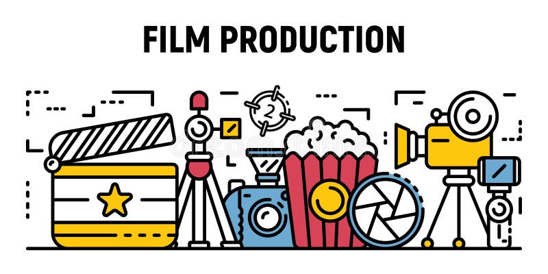Studio Film Production Banner, Outline Style Stock Vector ...
