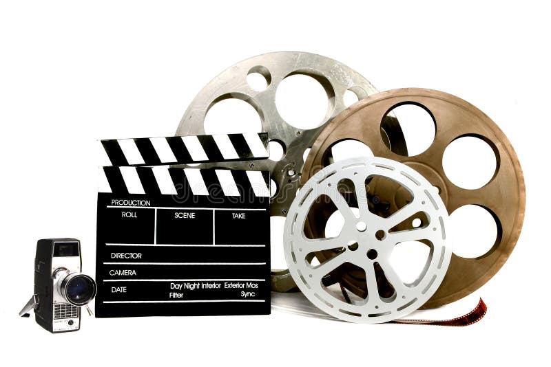 Studio FIlm Related Items on White Stock Image - Image of production ...