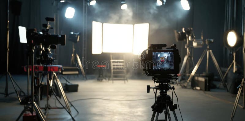 Studio Filming with Cameras, and Lights Stock Illustration ...