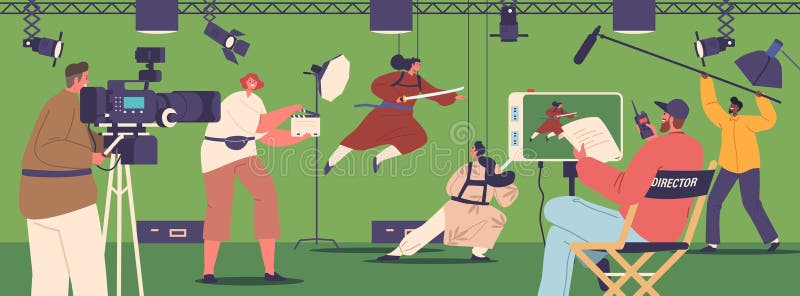 Studio Filming of a Samurai Fight Scene Involves Choreography, Precise ...