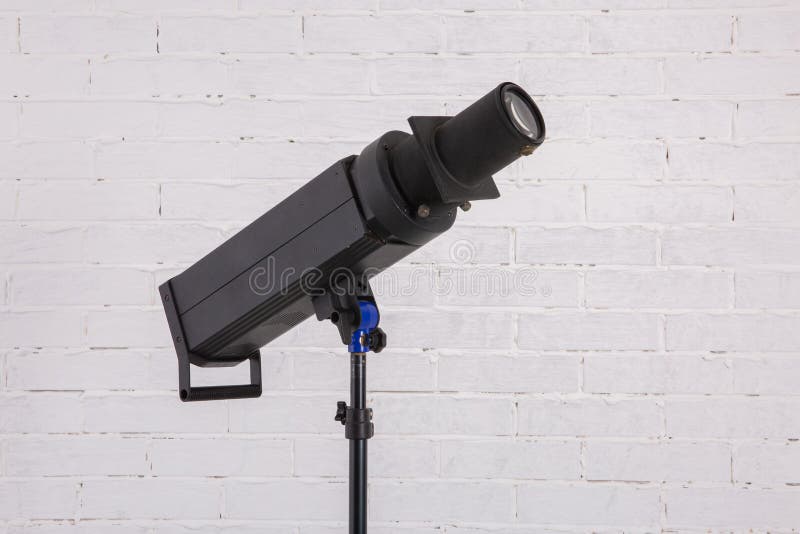 Large Professional Photo Studio Lamps on a White Brick Wall Stock Image ...