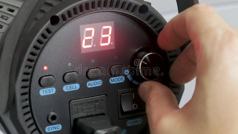 Studio Flash, Turn on and Adjust the Flash by Steps Stock Video - Video ...