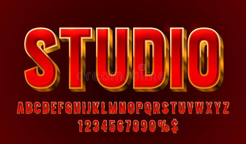 Studio Font Set Collection, Letters and Numbers Symbol. Vector ...