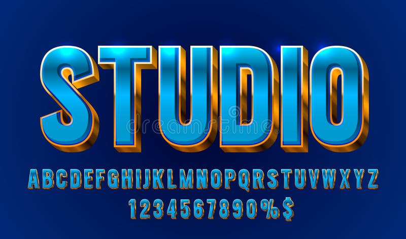Studio Font Set Collection, Letters and Numbers Symbol. Vector ...