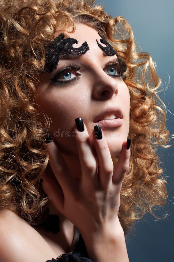 Studio Glamour Portrait with Lace Stock Image - Image of hair, glamour ...