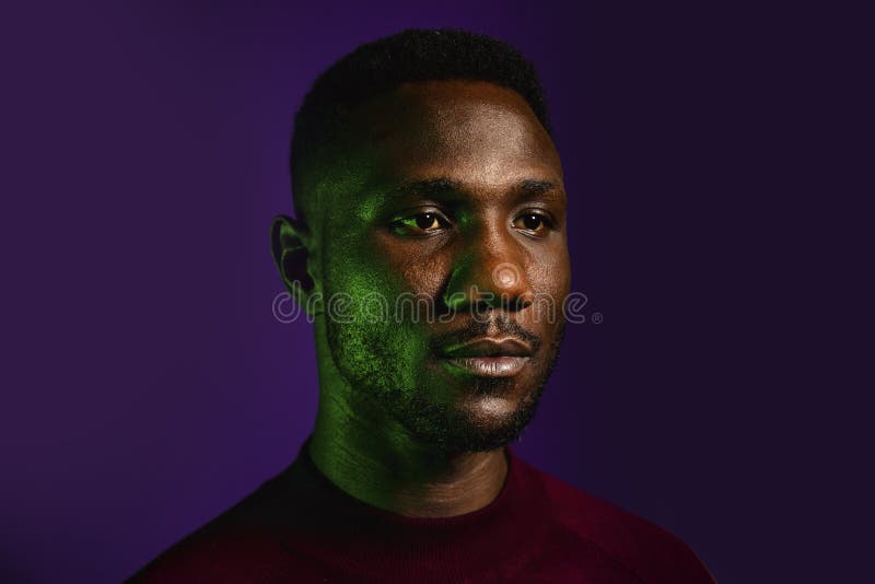 Studio Head Shot of Stoic Black Man Stock Photo - Image of african ...