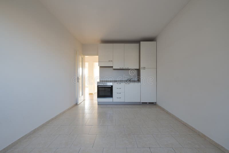 Studio with a Kitchen at the Back, a Particularly Sad Space. Empty Room ...