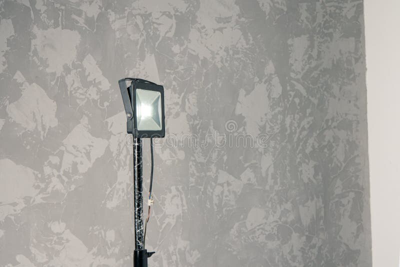 Studio Lamp Lighting Equipment Indoor Interior Space Gray Textured Wall ...