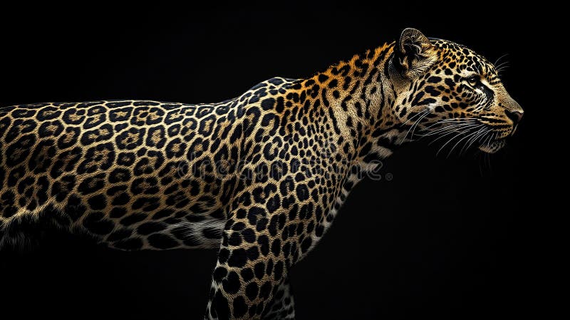 Studio Leopard Profile, Black Background, Wildlife Portrait ...