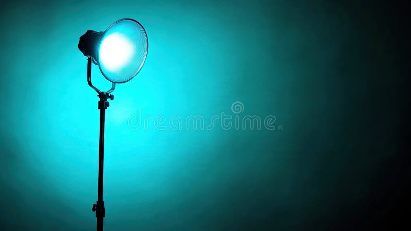 Studio Light Illuminates Cyan Backdrop Stock Photo - Image of flash ...