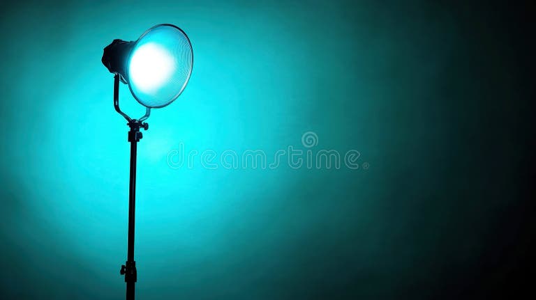 Studio Light Illuminates Cyan Backdrop Stock Photo - Image of flash ...